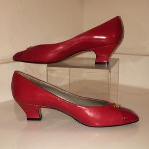 Vintage | Shoes | Vintage Red Leather Kitten Heels | Poshmark